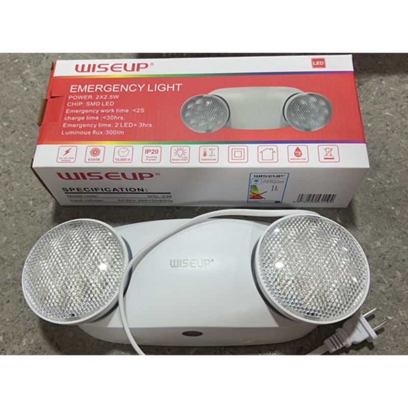 Emergency Lamp Rechargeable Twinhead LED Light 2x2.5w WISEUP ORYX FSL ...