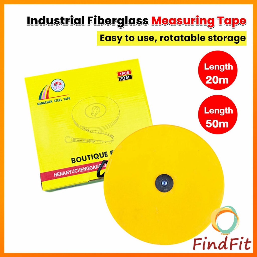 FindFit Open Reel Fiberglass Tape Measure, 20m 50m, Scale for Engineer ...