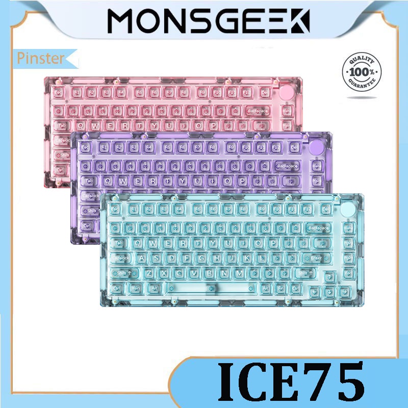Akko Monsgeek ICE75 transparent ice cube mechanical keyboard RGB light ...