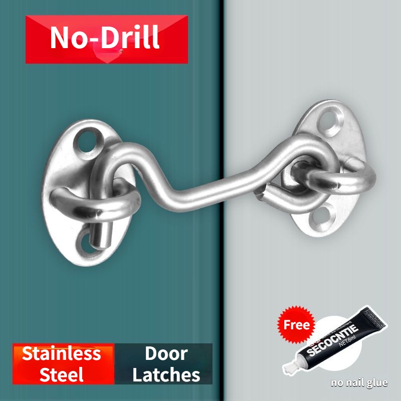 Bathroom Door Locks No-Drill Latches Stainless Steel Right-angle 90 ...