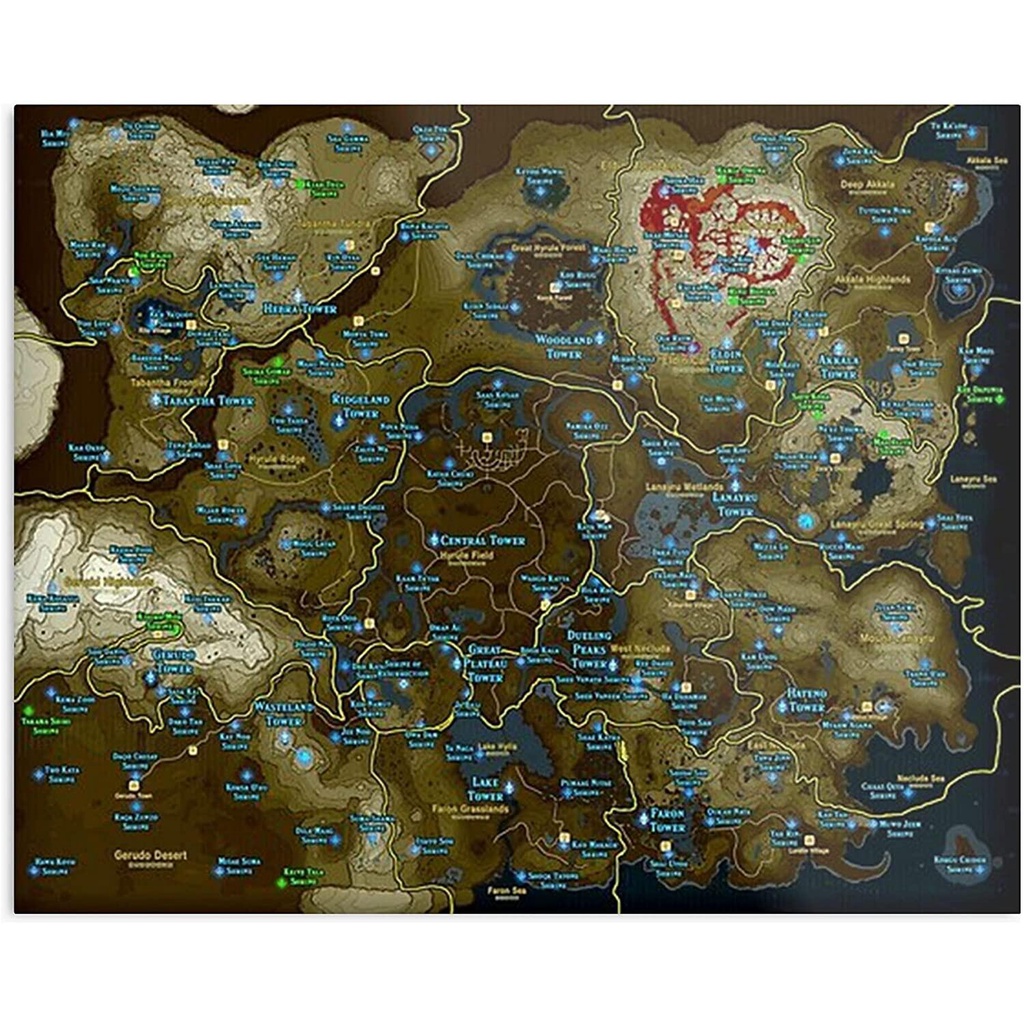 Zelda Map Botw Treasure Map Breath Of The Wild Botw Map Shrine World ...