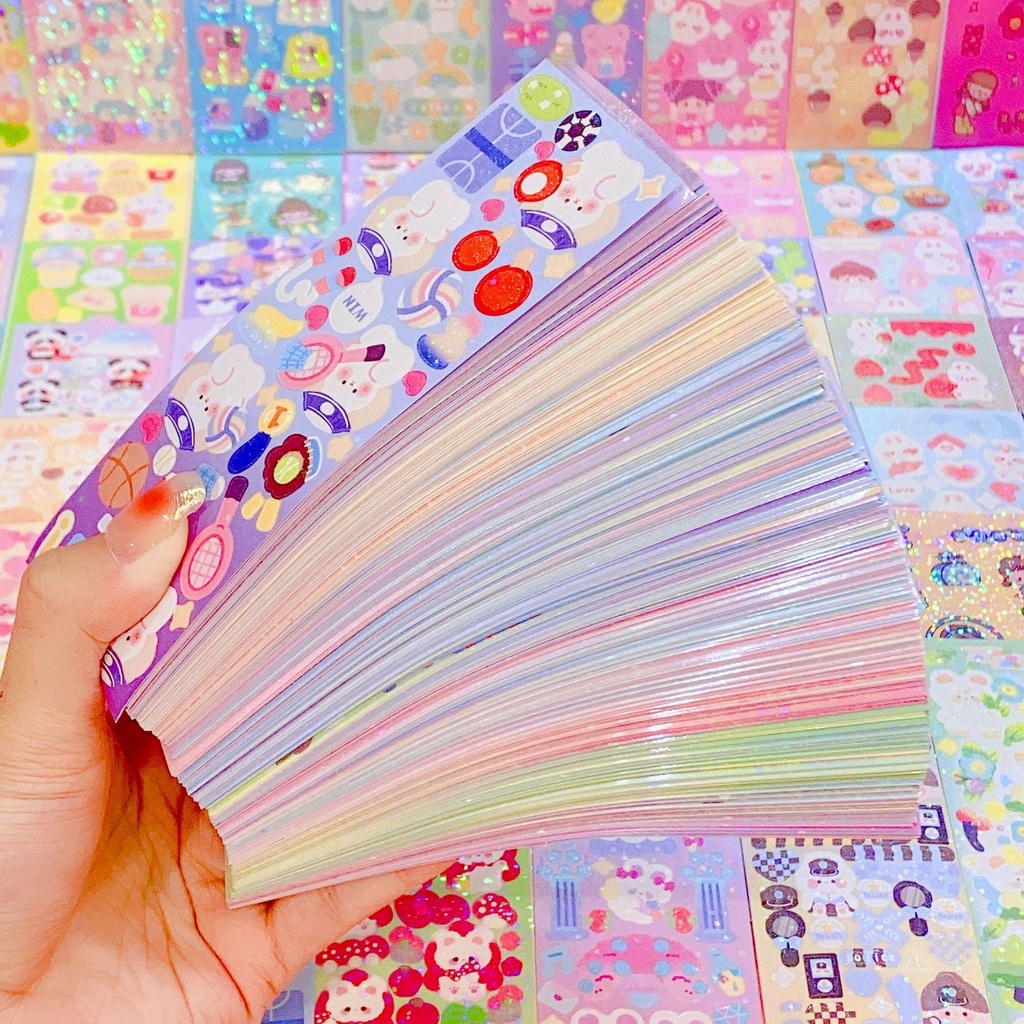 50 Sheets Various Cartoon Shiny Stickers Cute Girls Decorative DIY ...