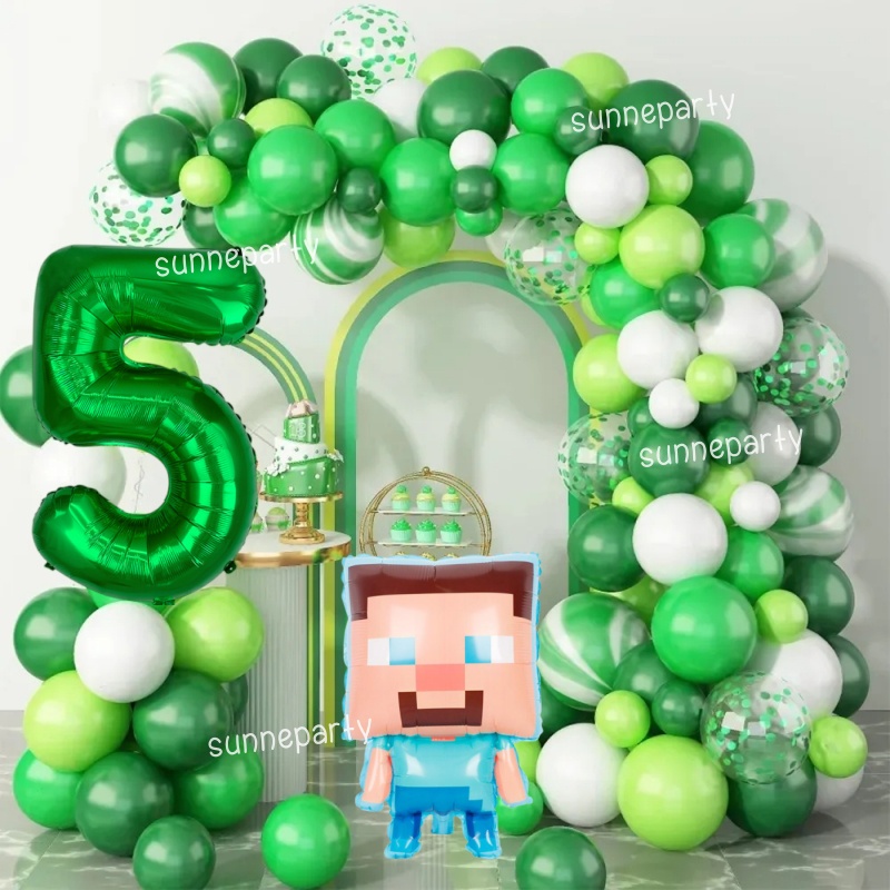 Minecraft Theme Party Balloon 32inch Number Balloon 1-9th Kids Birthday ...