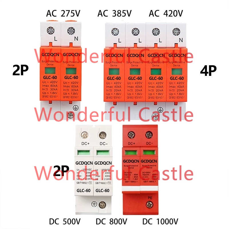 AC SPD Solar Power Surge Protective Device SPD Arrester Low Voltage 2/4 ...