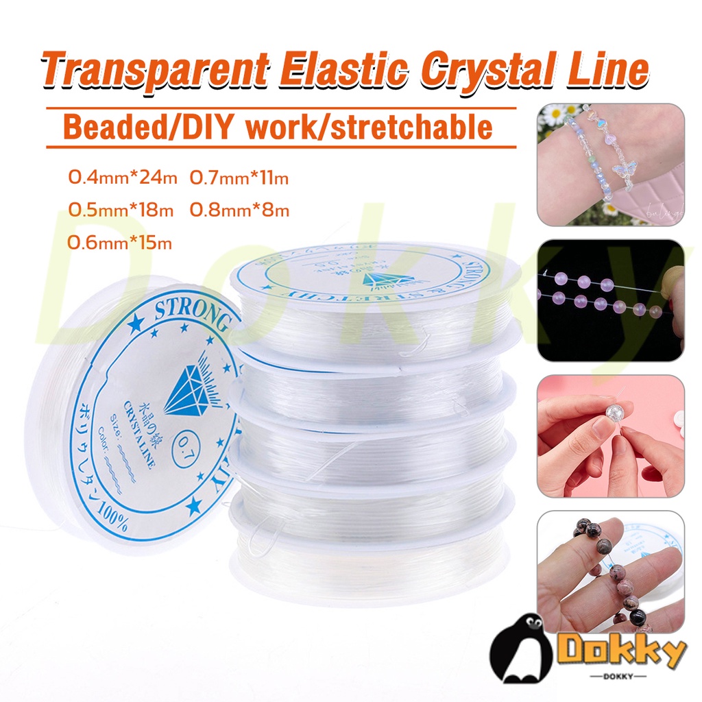 0.8mm 0.4mm 0.5mm Transparent Elastic Crystal Line Beading Cord String ...