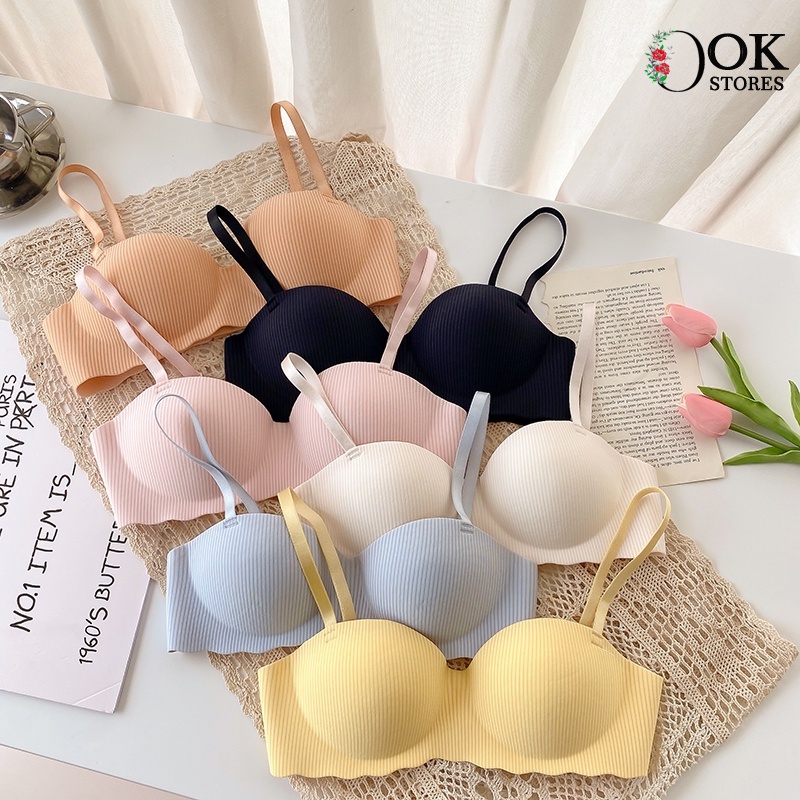 New Stripe Seamless Bra Wireless Push Up Bra For Woman Soft Ladies ...