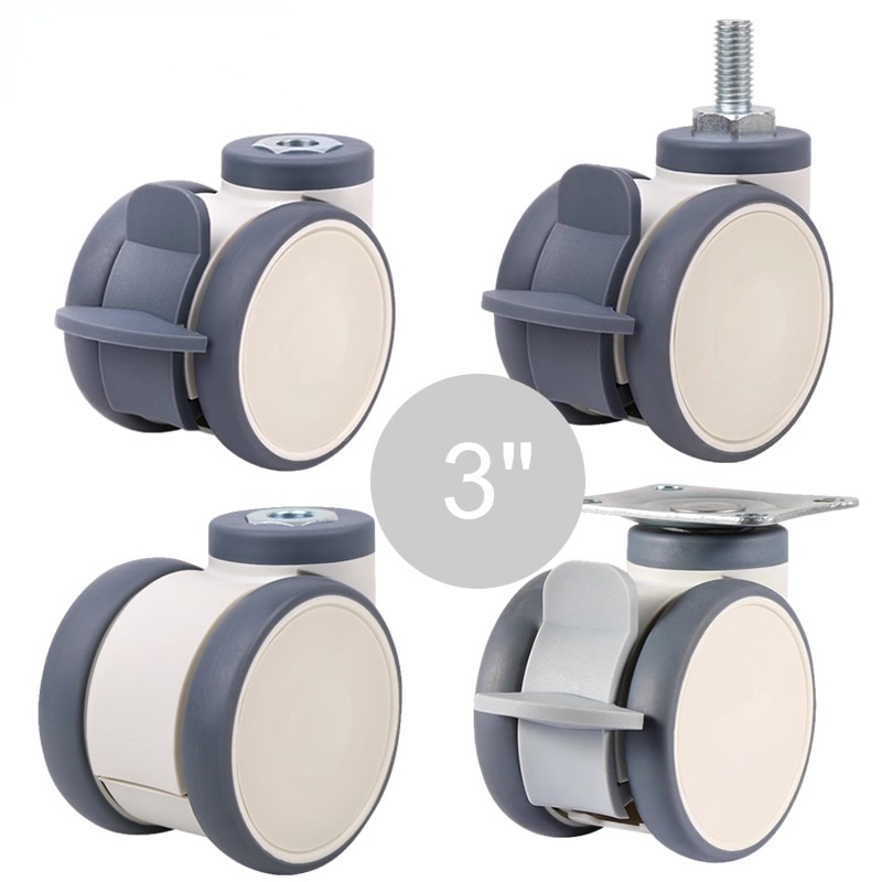 1PCS 3/4 Inch Mute Universal Plastic TPR Caster Wheel Top Screw Hole ...