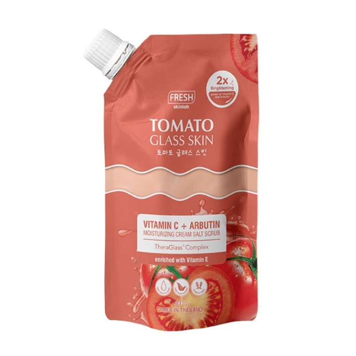 ♞FRESH Skinlab Tomato Vitamin C + Arbutin Moisturizing Cream Salt Scrub ...