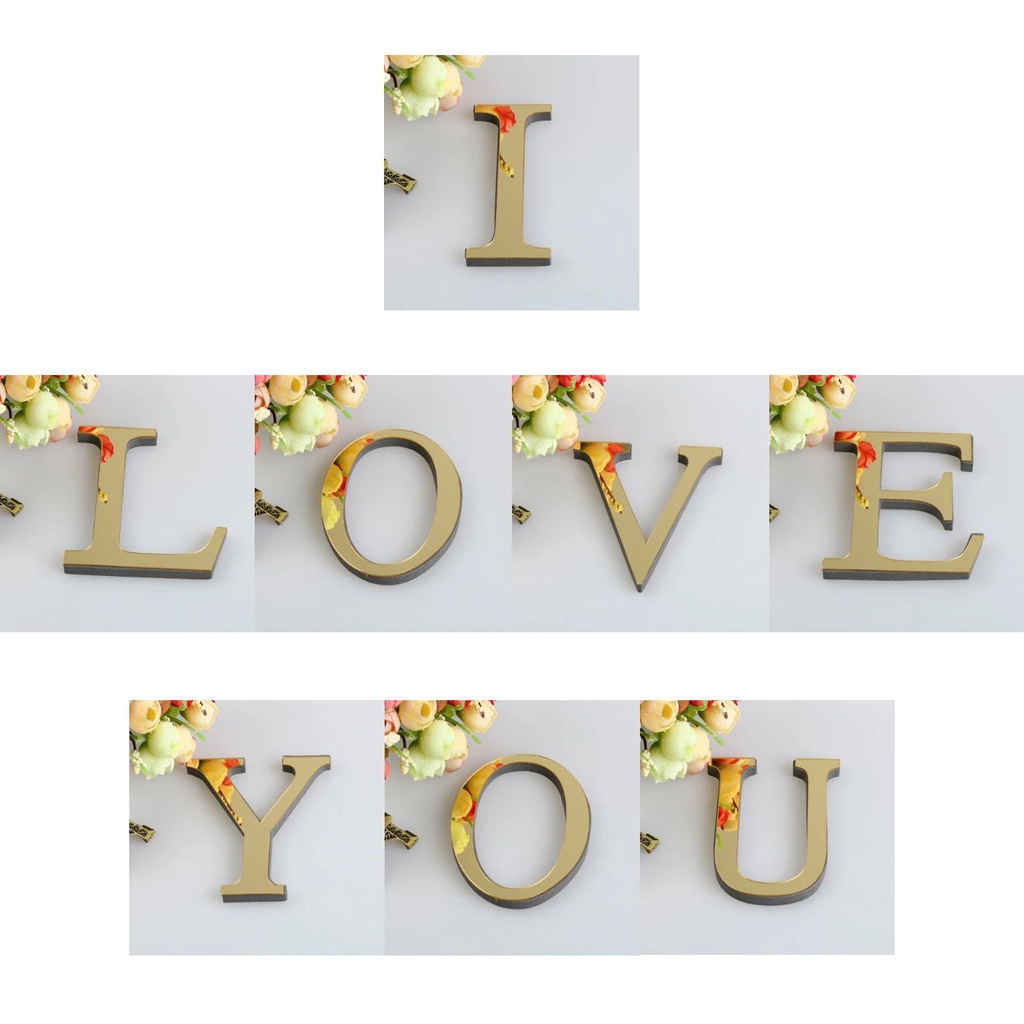 Golden Letters 15cm 3d Mirror Letters Wall Stickers For Logo Name ...
