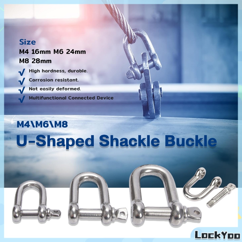 LockYoo D-Type/U-Shaped Shackle Buckle D Ring Lock Bow Shackle Wire ...
