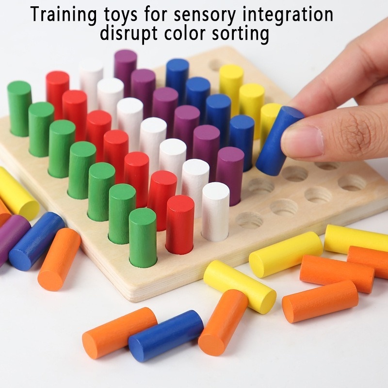 Montessori Toy Wooden Educational Pegs Pegboard Fine Motor Skills ...