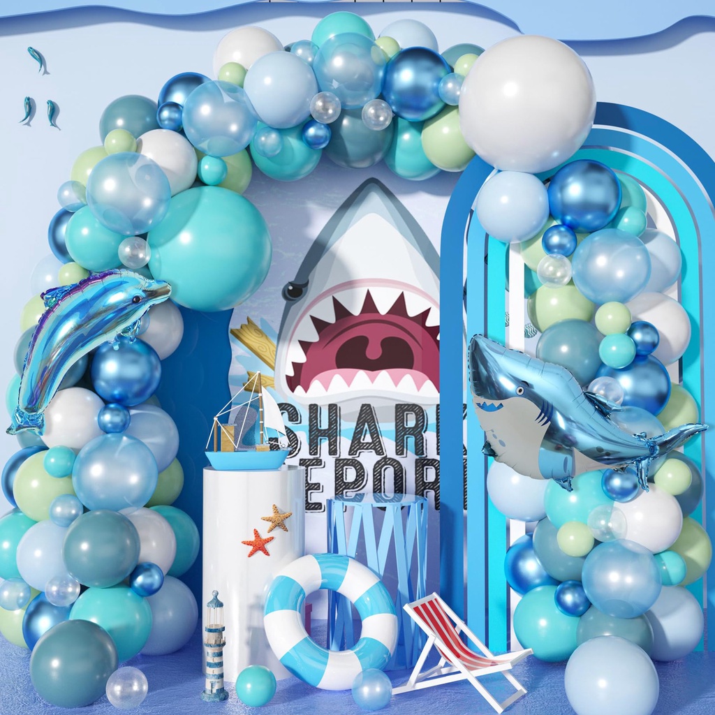 Sea Animals Theme Balloon Chain 32inch Blue Number Blue White Green ...