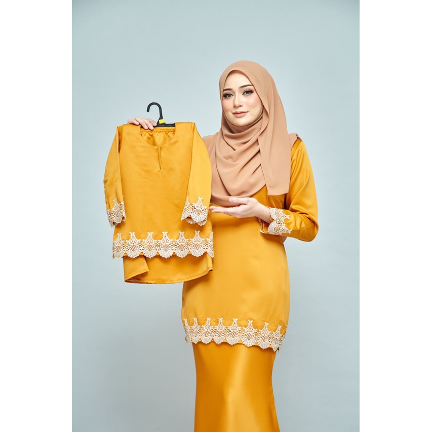 BAJU KURUNG MODEN LACE MUSTARD SET FAMILY SEDONDON IBU ANAK BAJU MELAYU ...