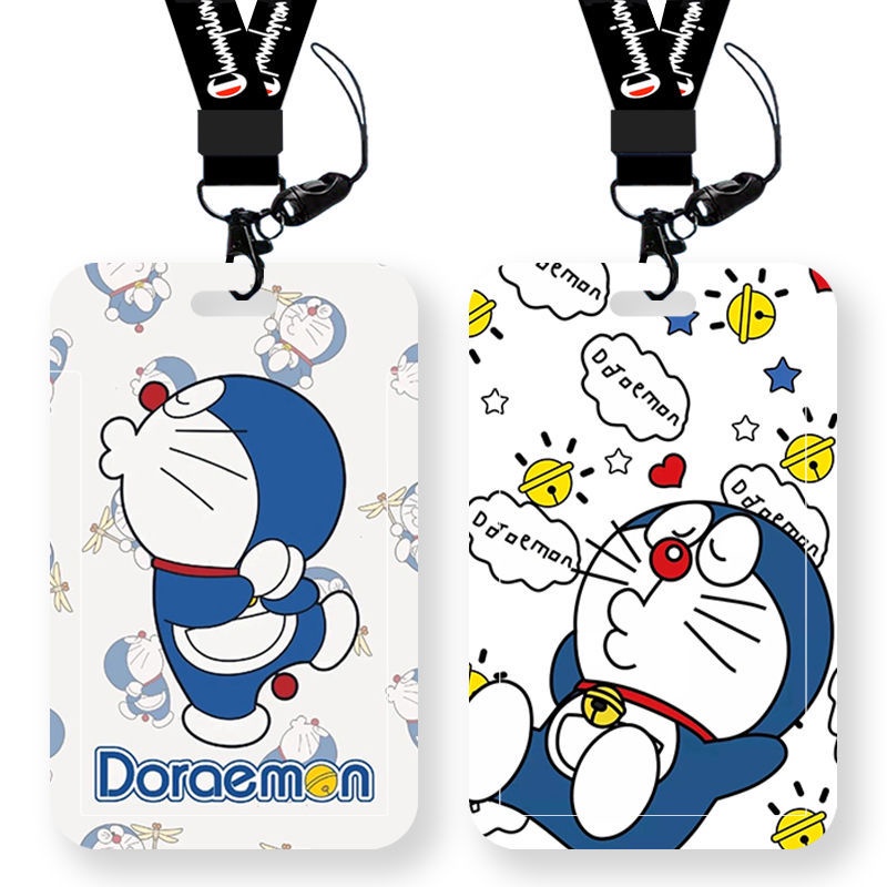 Cute Cartoon Doraemon Card Holder With Neck Lanyard ID Badge Name Tag ...