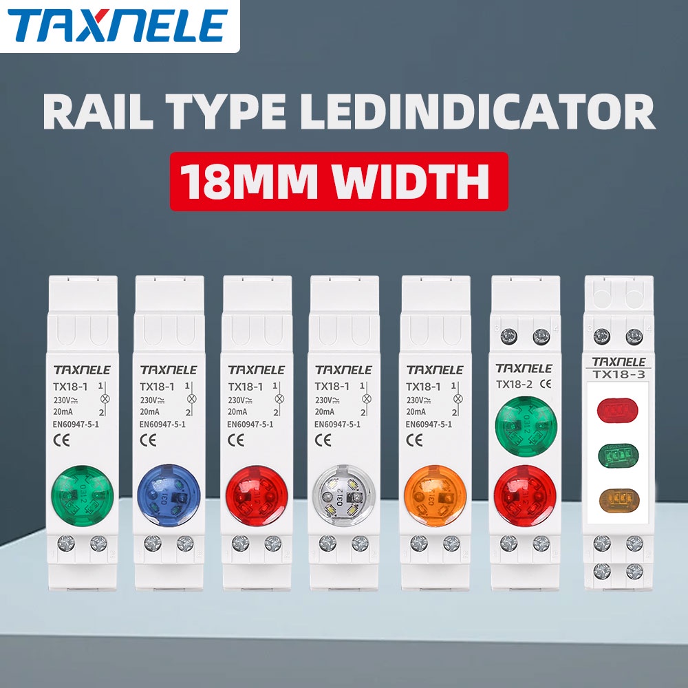 Din Rail 18mm Indicator AC DC 220V LED Signal Lamp Pilot Light 50Hz ...