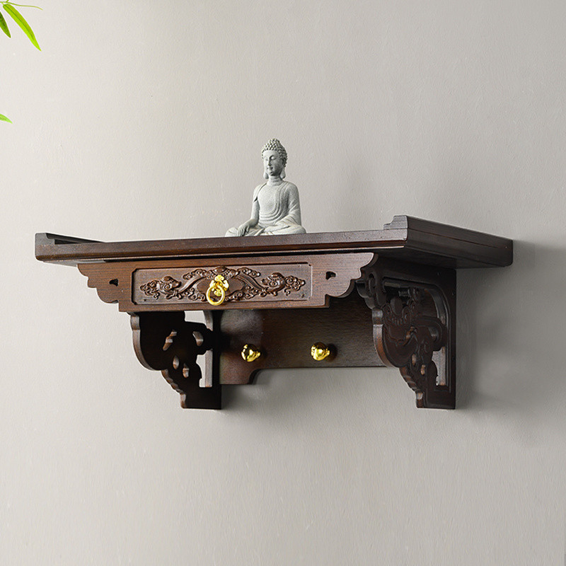Shrine Wall-Mounted Buddha Shrine Shelf God of Wealth Display Cabinet Home Altar Incense Burner ...
