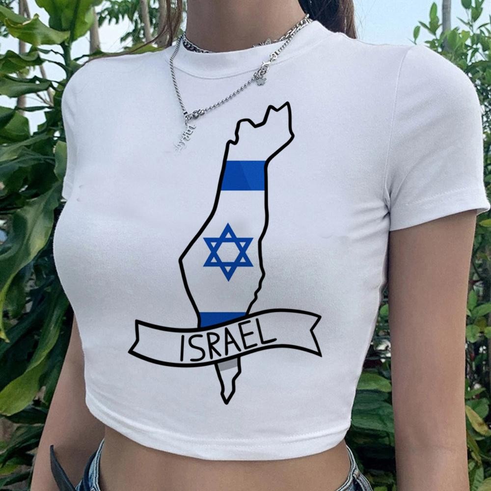 Israel 2000s yk2 vintage crop top girl yk2 Harajuku Kawaii tshirt t ...