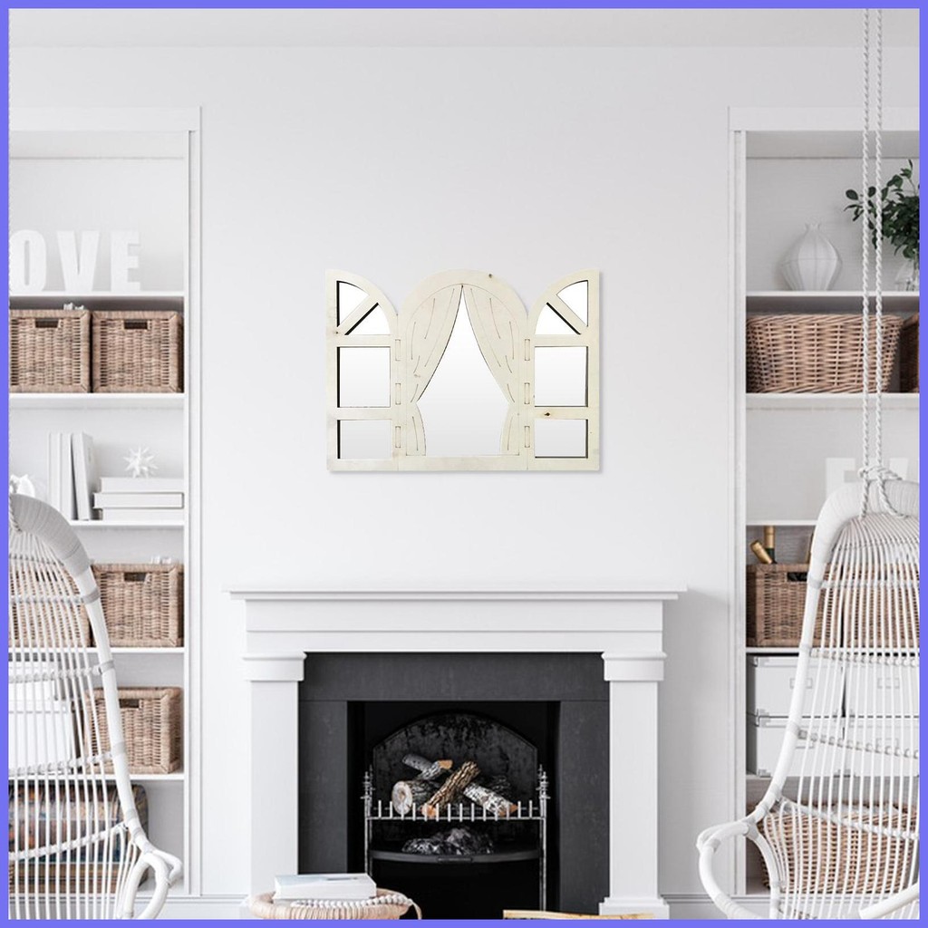 Fake Window Sticker Arched Wood Acrylic Faux Window Pane Back Adhesive ...
