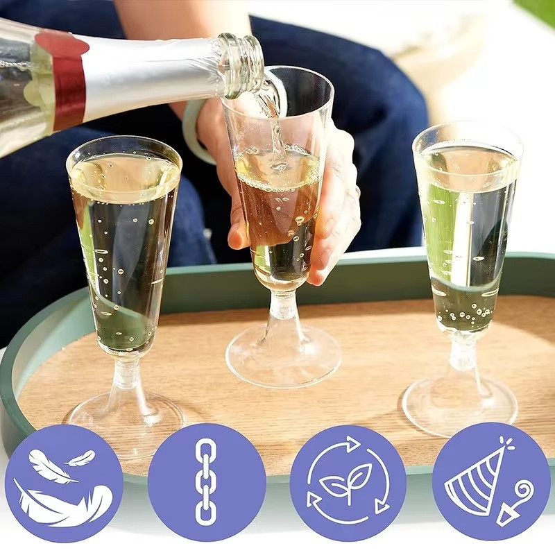 10pcs Champagne Cup Disposable Plastic Flutes Cups Bar Drink Red Wine ...