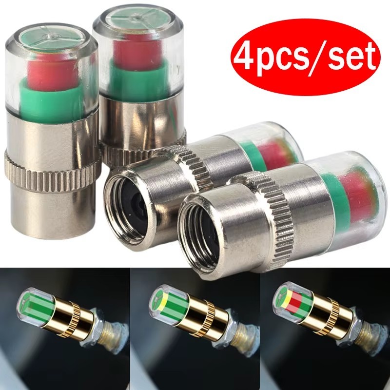 4Pcs Car Tire Pressure Gauge Monitor Valve Stem Tire Valve Cap Sensor ...