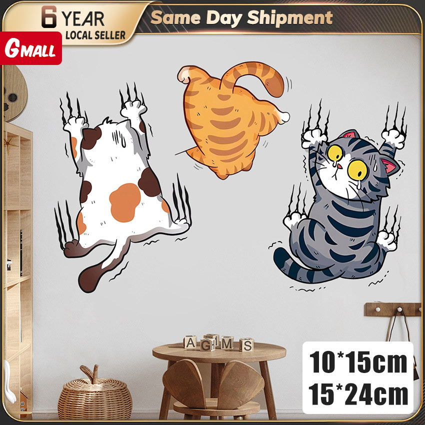 【Fast Delivery】 Three Cats Funny Car Sticker Cat Climbing Pet Animal ...