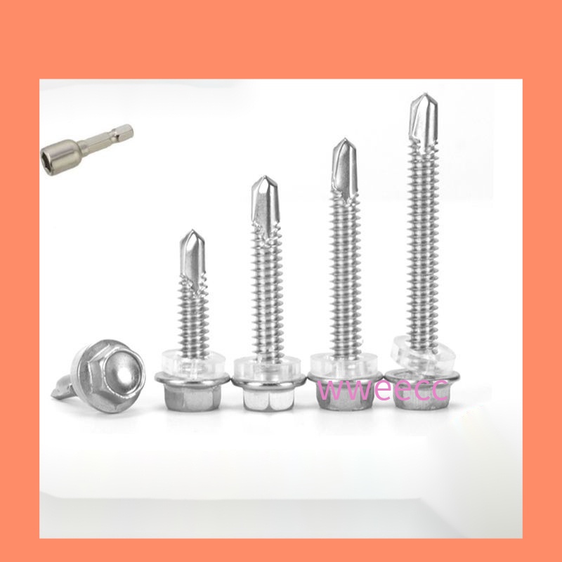 wec]M5.5 410 stainless steel external hexagonal drill tail screw \color steel tile \self-tapping ...