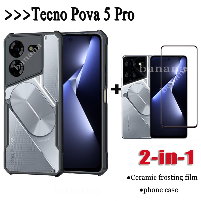 2in1 Tecno Pova 5 Pro Shockproof phone Case and Tempered Glass Screen ...
