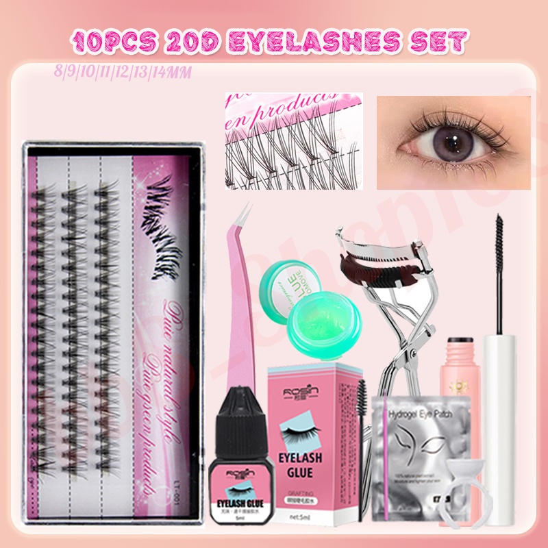 20D natural grafted eyelashes C-shaped curl single cluster set | Shopee ...