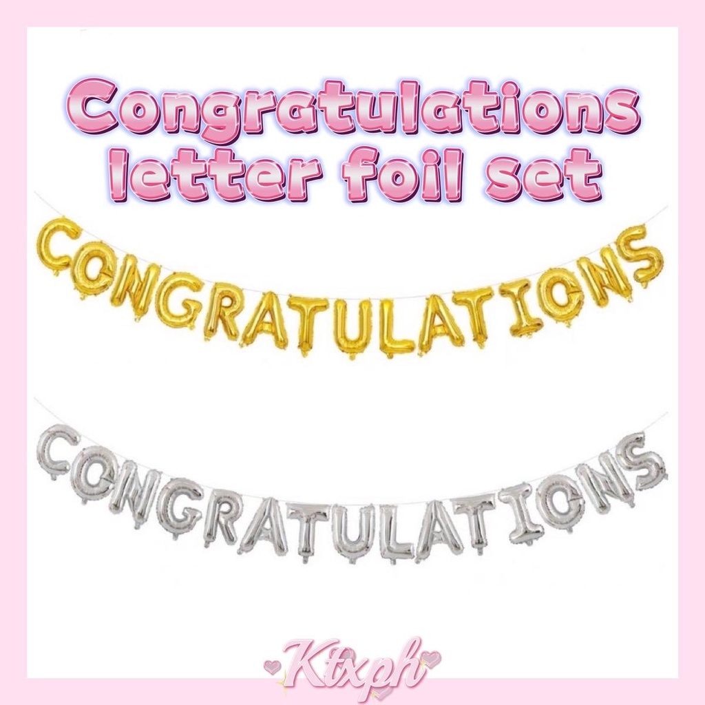 16 inch Congratulations Letter Foil Set Balloon Graduation party needs ...