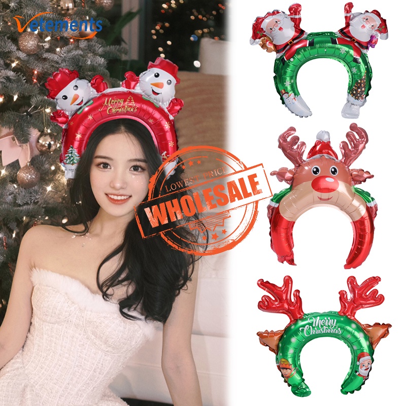 [Best Choice] Xmas Theme Party Snowman Santa Claus Balloon Headband ...