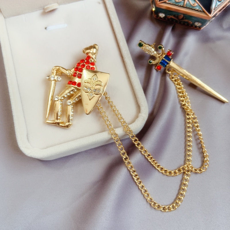 Vintage Women Men Knight Sword Baroque Style Tassel Brooches Pins ...