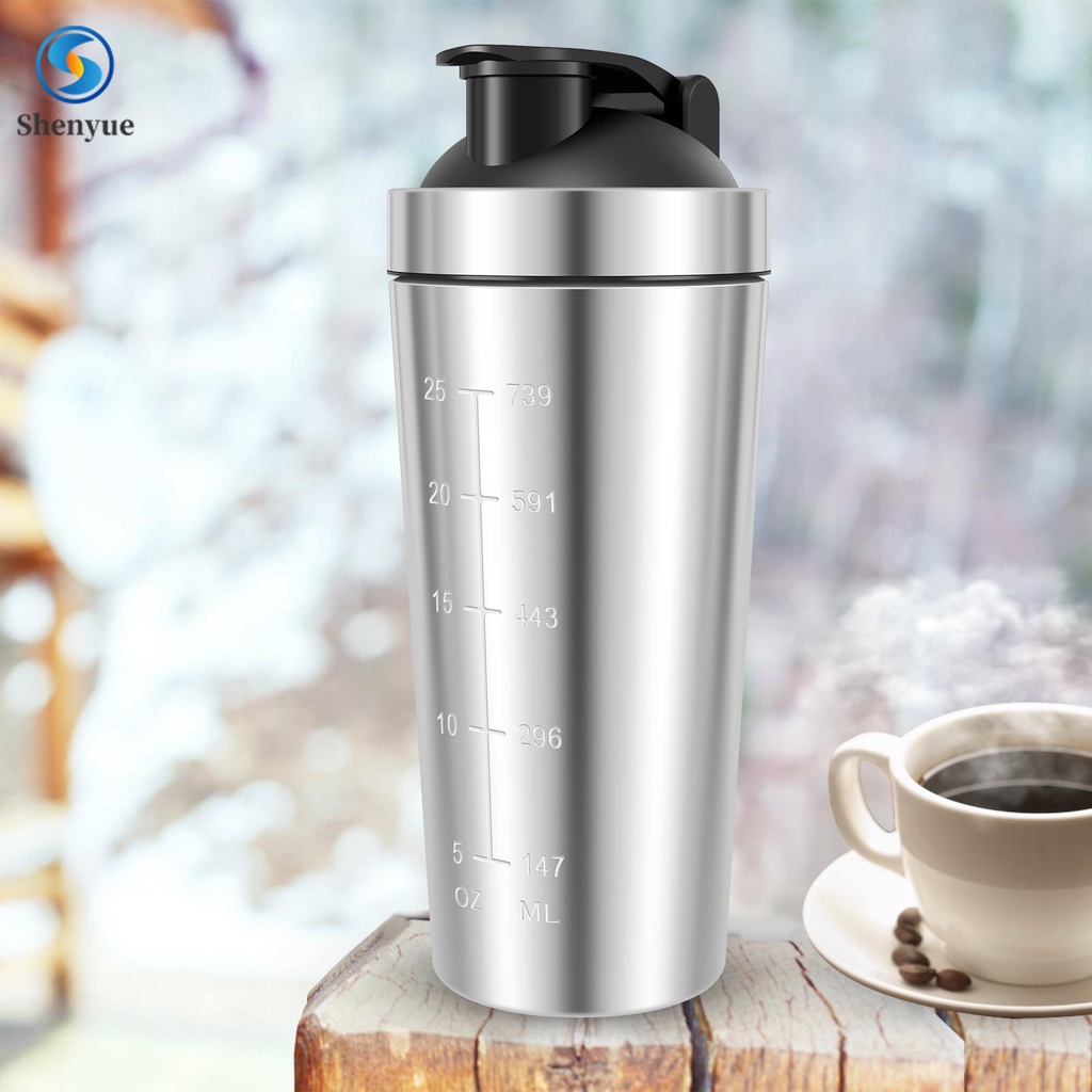 739ml Protein Shaker Bottle 304 Stainless Steel Gym Shaker Cup with ...