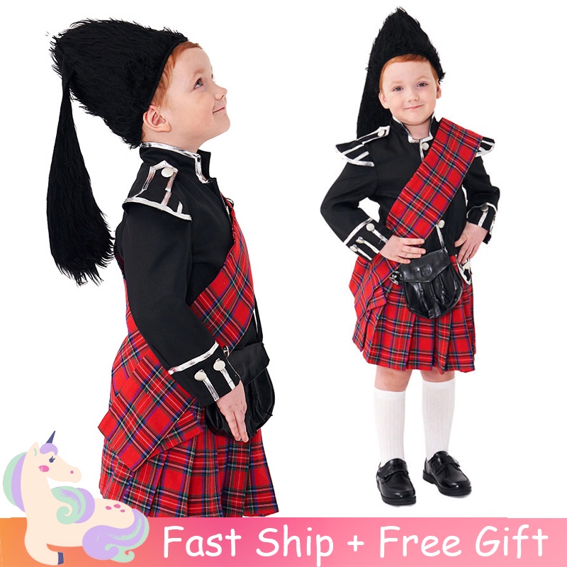 British Soldiers Scotland Guard Of Honor Cosplay Costume For Kids Boy ...