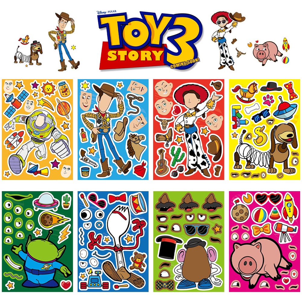 8Pcs/set Cartoon Toy Story Puzzle Sticker Boys Like Style Learning and ...