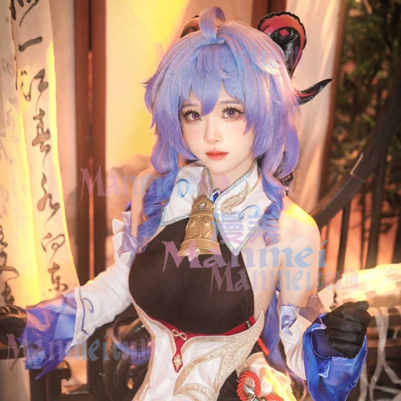 Manmeicos Genshin Impact Ganyu Cosplay Wig 95cm Long Blue Gradient Wigs ...