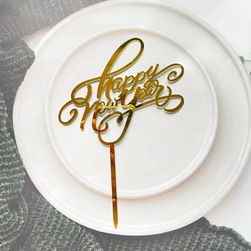 10pcs/pack Acrylic Happy New Year Cake Topper Dessert Decoration 2024 ...