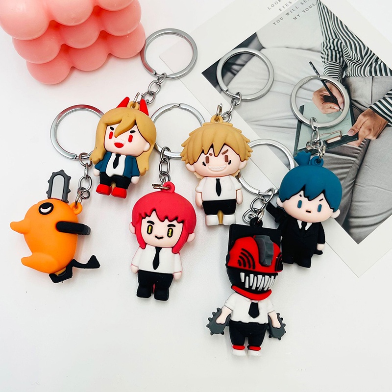 2023 Anime Chainsaw Man Kawaii Cosplay Keychain Denji Makima Aki ...