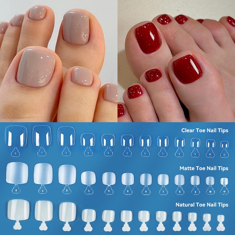 UR SUGAR Toes Nails 120PCS False Square Nature White Clear Fake Feet ...