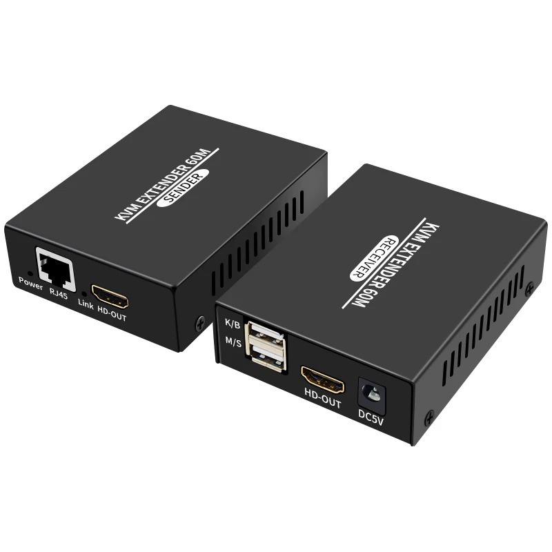 60M HDMI KVM Extender over Cat5e Cat6 1080P HDMI USB KVM Extender ...