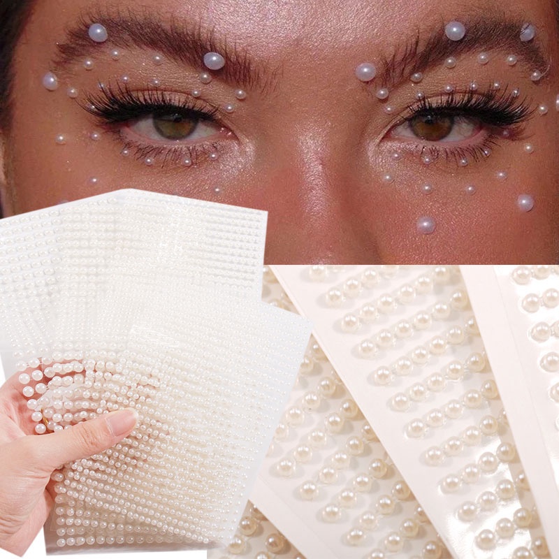 1 Sheet 3D Pearl Face Sticker Face Jewels Nail Stickers Eyes Diamond ...