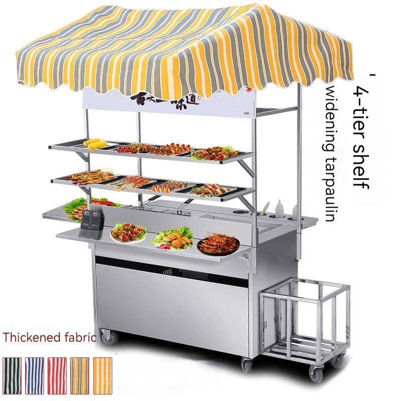 Multi functional snack stall cart, commercial iron plate squid cart ...
