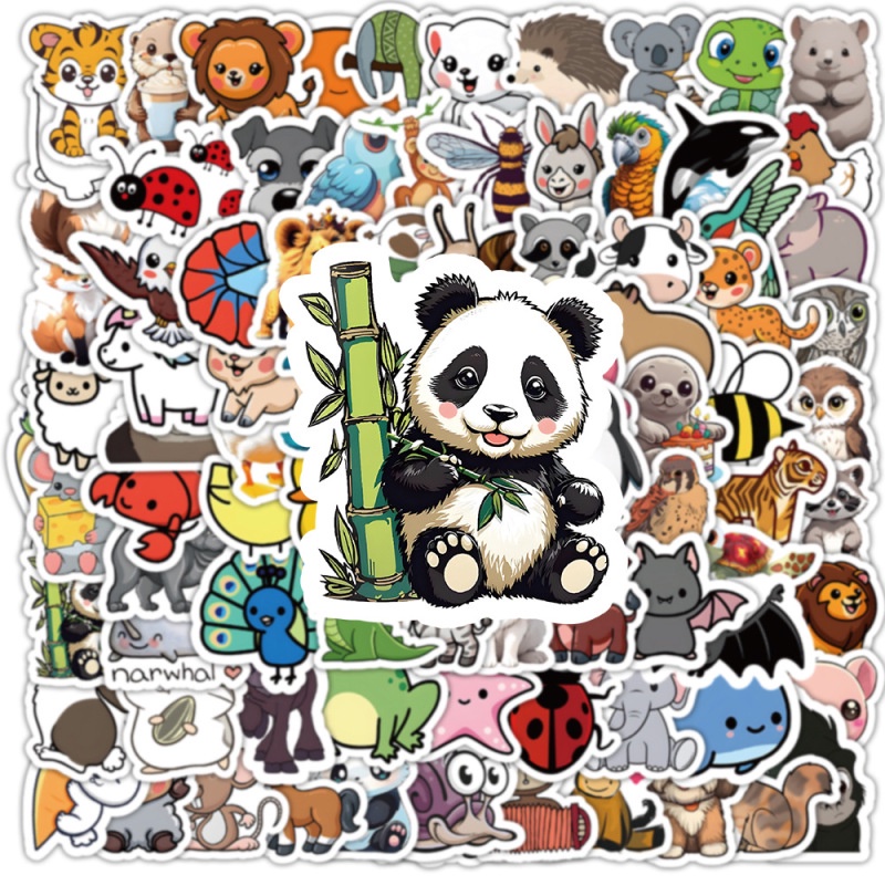 100Pcs Cute Animal Stickers for Kids Teens, Mini Cartoon Zoo Animals ...