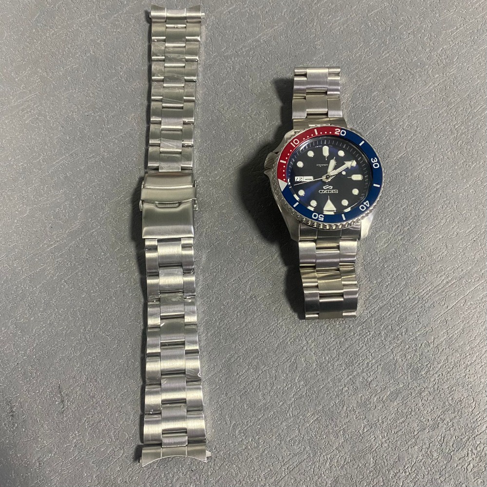 For Seiko 22mm Silver Curved End Watch Strap Bracelet SRPD seiko 5 ...