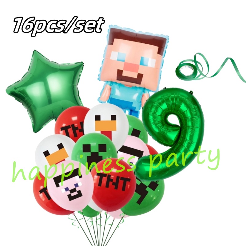 Minecraft Theme Balloon 32inch Number Balloon Set for Boys Birthday ...