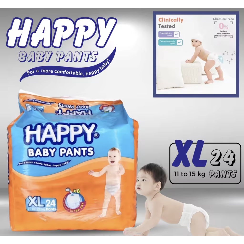 HAPPY Baby Pants DIAPER 24 pcs EXTRA LARGE | Shopee Philippines