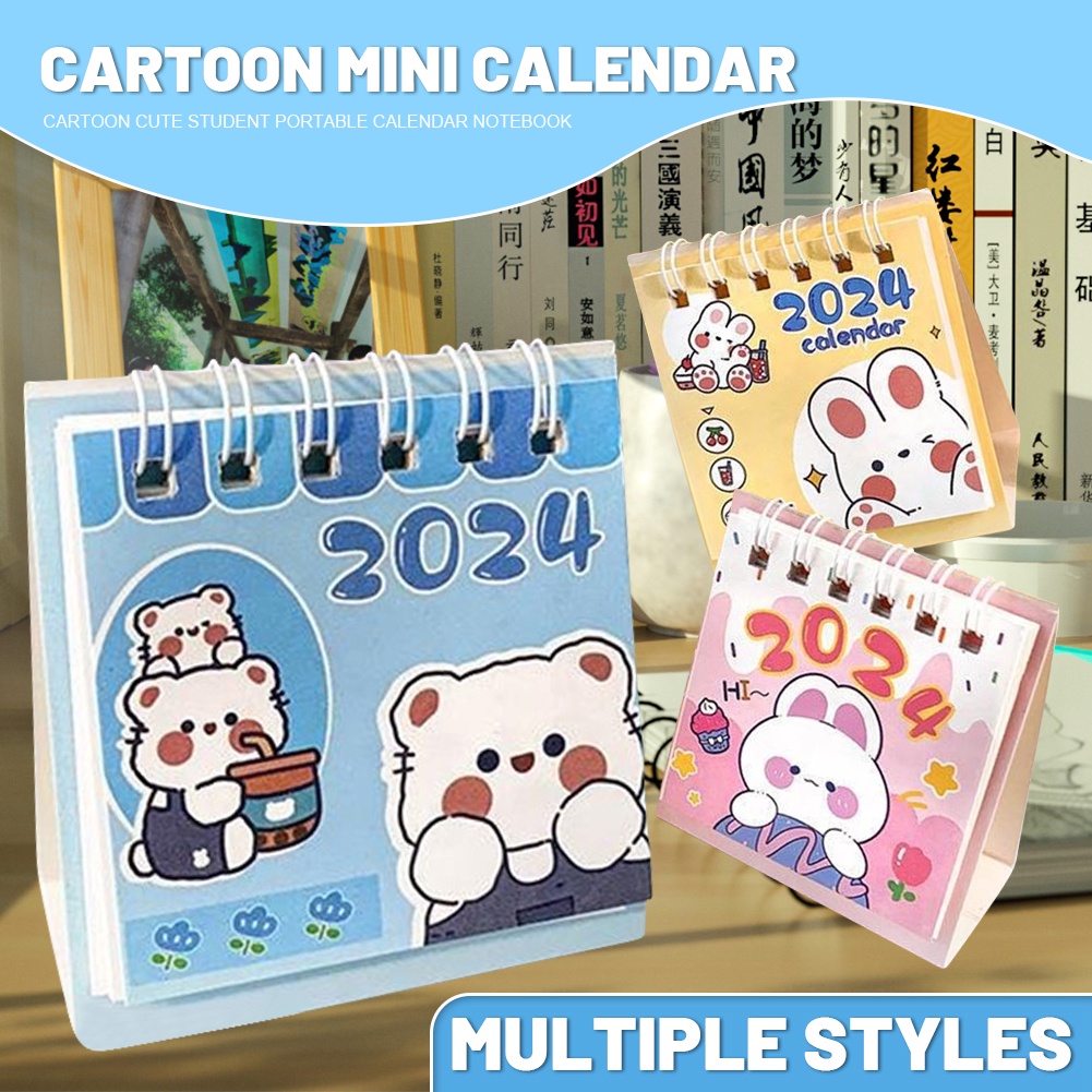 2024 Desk Calendar Cartoon Mini Ins Style Desk Punch Calendar This ...