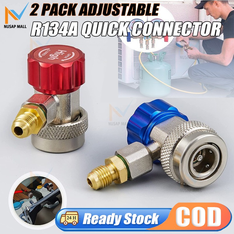 Car Aircon R-134a Adaptor Quick Coupler (Angled Type) Manifold Gauge ...