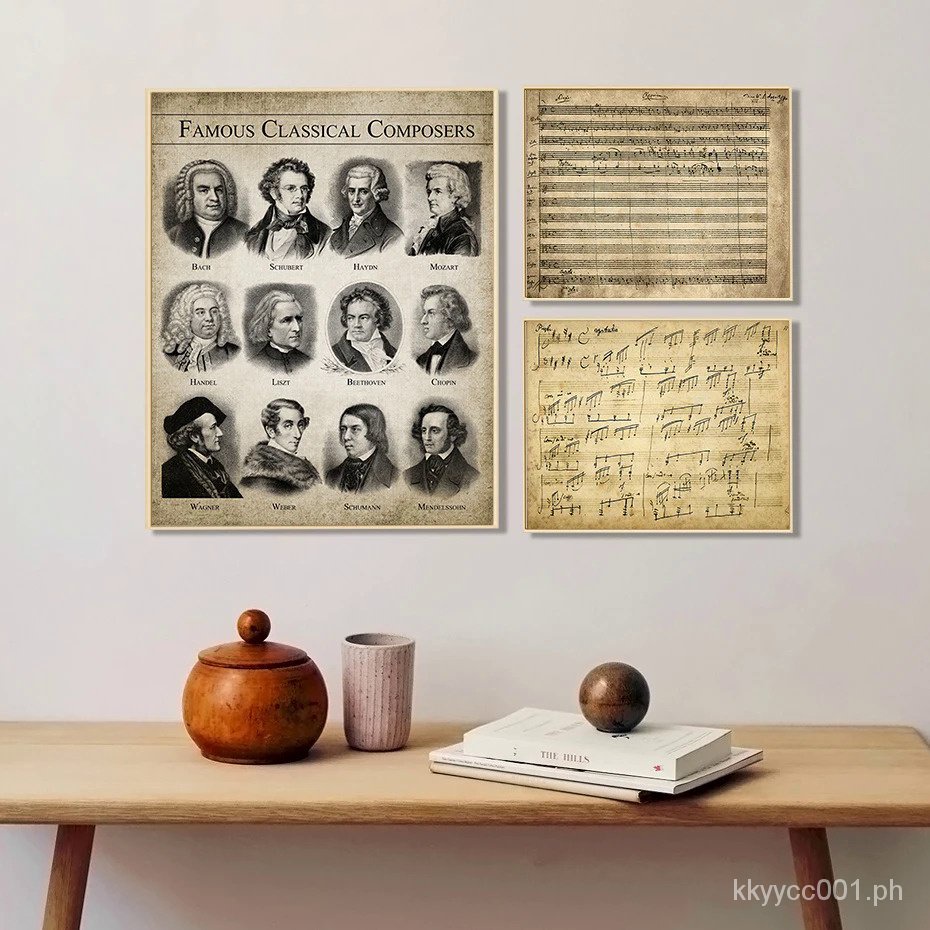 Classical Composers Wall Art Print Music Room Decor, Wolfgang Amadeus ...