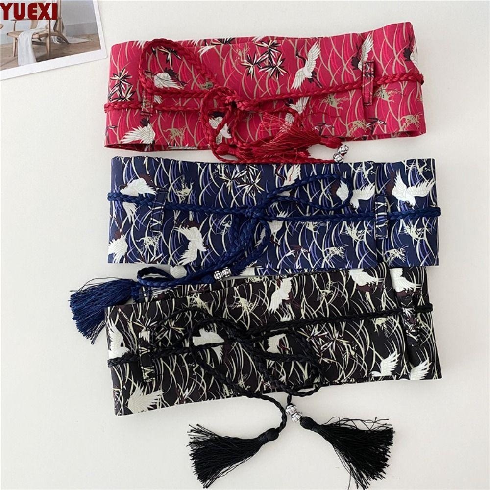 YUEXI Cloth Wide Belt, Tassel Embroidered Hanfu Cummerbunds, Retro ...
