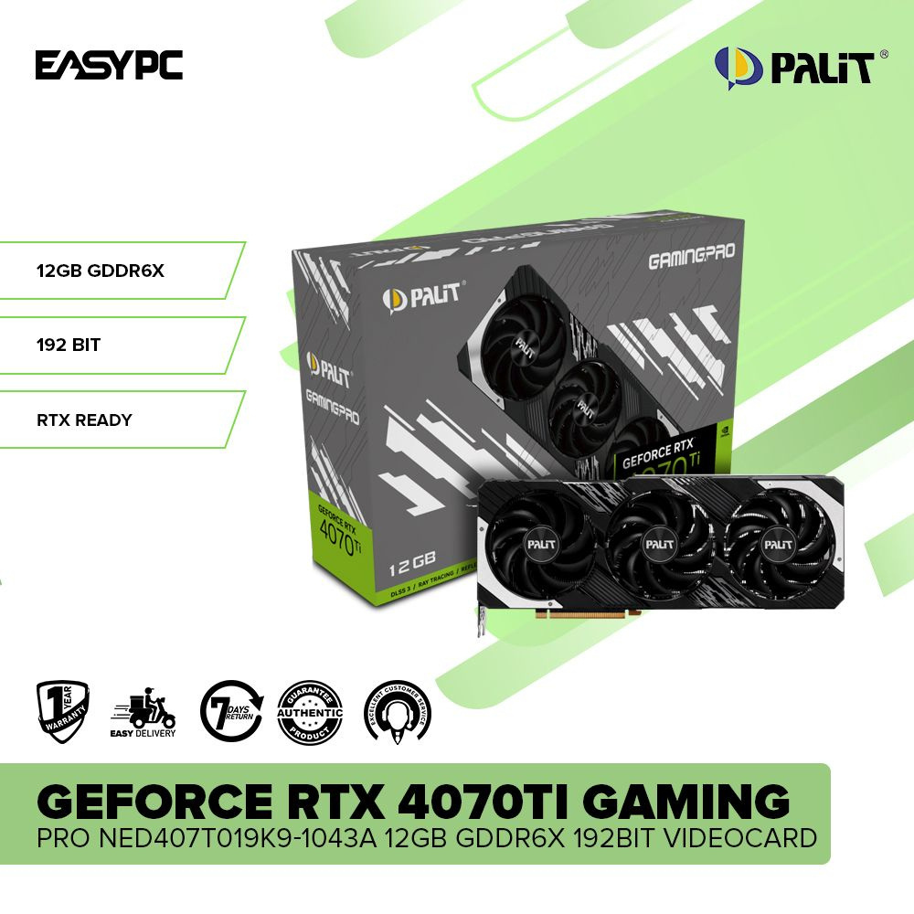 EasyPC| Palit GeForce RTX 4070ti Gaming Pro ARGB/Super Dual Graphics Card| 12gb GDDR6x 192bit ...